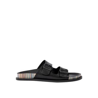 Paul Smith Schwarze Lederslipper-Sandalen mit Doppel-Schnalle - - Shoes - Herren - Schwarzk - 45 EU