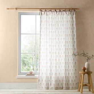 Pineapple Elephant Woodblock Floral So Soft Voile-Vorhang, 140 x 183 cm, Ton