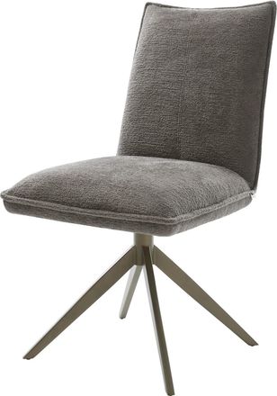 DELIFE Esszimmerstuhl Lelio-Flex Kreuzgestell breit Effektfinish Titan Boucl&eacute; Soft Schlamm 360&deg; drehbar Wippfunktion Taschenfederkern