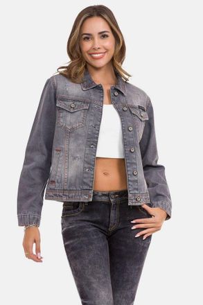 Cipo & Baxx Jeansjacke Jeansjacke mit kontrastfarbenen N&auml;hten, WJ206