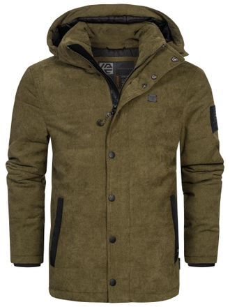 Indicode Herren INOlime Winterjacke mit Kapuze und verdecktem Reißverschluß | Herrenjacke Mantel Männer Army, XXL