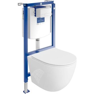 Domino Villeroy&boch wc Set mit Vorwandelement, Wand-WC und Sp&uuml;lknopf