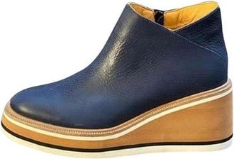 Generic Bottines à bout rond pour femme - Style décontracté - En cuir - Confortables et légères - Talon haut - Semelle épaisse - Antidérapantes - Pour lautomn