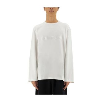 Helmut Lang Tee Manches Longues Logo - Homme - Tops - Blanc - Taille: XL