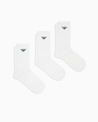 Emporio Armani Herren Casual Cotton 3-Pack Short 3er-Pack Kurze Socken, Wei&szlig;/Wei&szlig;/Wei&szlig;, Einheitsgr&ouml;&szlig;e