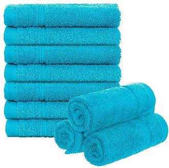 Brandsseller Lot de 10 Serviettes de Toilette 30 x 30 cm Lavettes en Éponge Serviette pour Invité avec Boucles de Suspension Coton 470 g/m² Salle de Bain Ménage - 