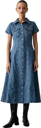 Levi's Robe Chemise Coupe &Eacute;vas&eacute;e Style Western - Femme - Robes - Bleu - Taille: 36 FR