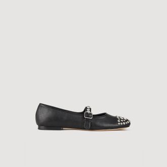 Sandro Lederballerinas mit Strass-Verzierung