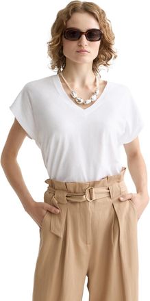 Scotch & Soda Damen T-Shirt Core Slub V-Neck T-Shirt, Wei&szlig;,M