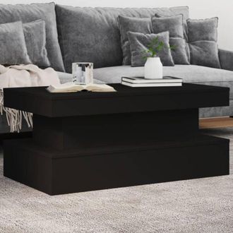 vidaXL Table basse avec lumi&egrave;res LED noir 90x50x40 cm vidaXL