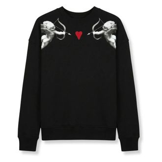 Fiorucci Femme, Sweatshirts et sweats &agrave; capuche, Noir, Taille: 42 FR SweaT-shirt Relax Coupe D&eacute;contract&eacute;e Double Cupidon
