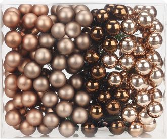 Magic Bodyfashion 144 Spiegelbeeren Kugeln am Draht 2,5cm Weihnachtskugeln Baumkugeln Baumschmuck Weihnachtsdeko Kugeln Glaskugeln Set Christbaumschmuck 25mm - Elegant 