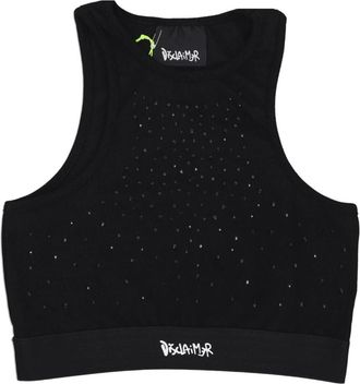 Disclaimer Schwarzes Racing Crew Top mit Rhinestones - - Tops - Damen - Schwarzk - M