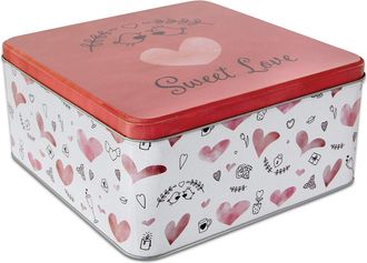 Städter 710146 Sweet Love Gebäckdose, Weißblech, 16,5 x 16,5 cm