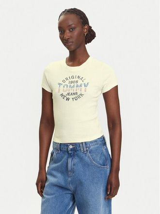 Tommy Jeans T-Shirt DW0DW21421 Creme Slim Fit
