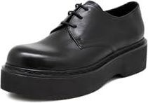 Queen Helena Mocassins en cuir plateforme avec lacets élégants pour femme QH22-SC265, Noir, 36 EU