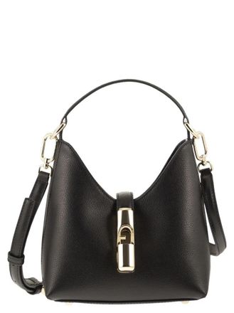 Furla Hobo Bags - Trapezoidal Mini Hobo Bag With Iconic Hardware - Gr. unisize - in Schwarz - f&uuml;r Damen