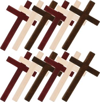 SOLUSTRE Levemolo 12 St&uuml;ck Teiliges Handgefertigte Holzkreuze Tragbare Gebetskreuze aus Massivem Holz Vielseitig f&uuml;r Kirche Hausandacht Religi&ouml;se Feier und Spi