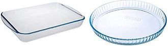 Pyrex Essentials - Plat &agrave; Lasagnes Rectangulaire en Verre - 40 x 27 cm & 1040909 Bake & Enjoy Moule &agrave; Tarte en verre &Oslash; 31 cm