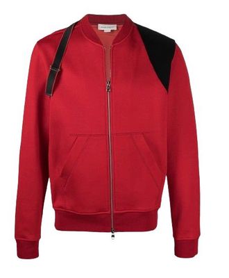 Alexander McQueen Red Harness Strap Bomber Jacket Size S