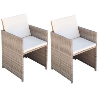 vidaXL Vidaxl - Chaises de jardin lot de 2 avec coussins R&eacute;sine tress&eacute;e Beige