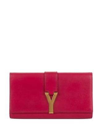 Saint Laurent Kleine Ligne-Y Clutch mit Logo-Schild - Rosa