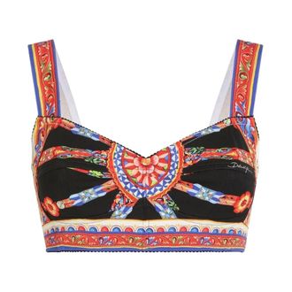 Dolce & Gabbana Carretto-print Charmeuse Top - - Tops - Damen - Mehrfarbig - M