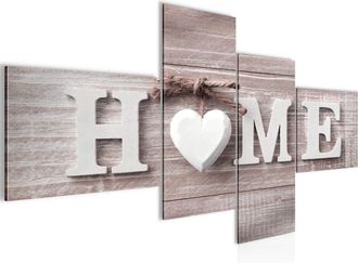 Runa Art Wandbilder Set XXL Home Herz Wohnzimmer Beige Braun 4 Teilig - Made in Germany - 504445b