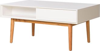M&oslash;rteens home24 Couchtisch 2 Schubladen 100 x 45 x 60cm Wei&szlig;/Wei&szlig;