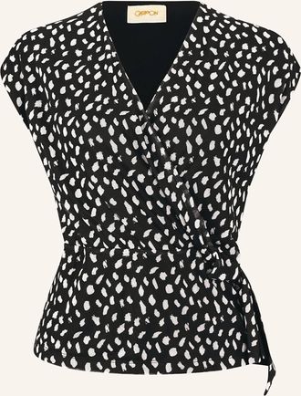 Cartoon Cartoon Blusenshirt In Wickeloptik schwarz