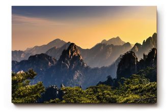 Paul Sinus Art Sinus Art Wandbild 120x80cm Dramatische Berglandschaft mit goldenen Sonnenstrahlen und markanten Felsen