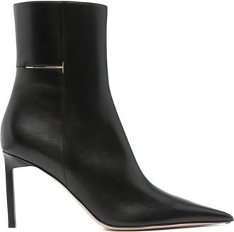 Tom Ford Stiefel - Black Ankle Boots In Smooth Calf Leather - Gr. 37 (EU) - in Schwarz - f&uuml;r Damen