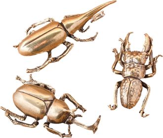 Generic 3 Stück Miniatur-Figur Ornamente, kleine Messing-Statue Ornament, Tee-Tablett Dekoration, Kupfer Käfer Skulptur Armaturenbrett Dekoration für Schreibt