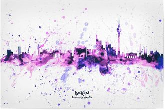 artboxONE Poster 90x60 cm Städte Berlin Germany Skyline PurplePink - Bild Berlin City Cityscape