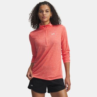 Under Armour Tech Twist Oberteil mit.5-Zip f&uuml;r Damen Venom Rot / Wei&szlig; XXL