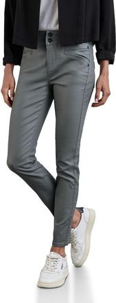 Street One Damen A377897 Beschichtete Hose Im Slim Fit, Sagewood Grey, 44W / 30L EU