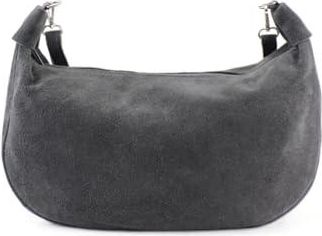 Generic Sac à bandoulière en daim style demi-lune pour femme, gris foncé, Medium Clutch