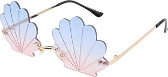 BESPORTBLE Lunettes De Soleil Coquillage : Lunettes En Forme De Coquillage Lunettes De Soleil Tendance Sans Monture En Forme De Vague Pour Filles Et Femmes Rose-