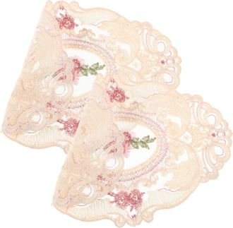 Cabilock 2 Stück Luxuriöse Tischsets aus Milchseide mit Eleganter Spitzenstickerei rutschfest und Hitzebeständig Romantische Platzdeckchen für Esstisch Stilvol