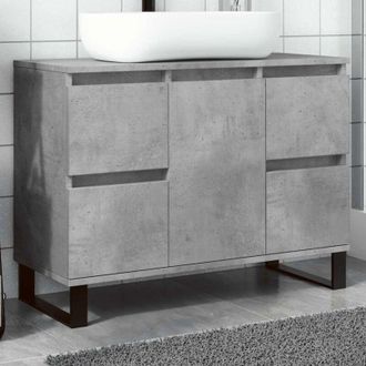 vidaXL Vidaxl - Armoire de lavabo salle de bain gris b&eacute;ton 80x33x60 cm - Bois ding&eacute;nierie r&eacute;sistant &agrave; lhumidit&eacute; - Design peu encombrant avec pieds en fer