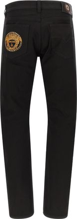 Versace Mens Black Cotton Straight-Leg Jeans Clothing