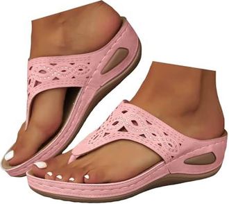 Generic Sandales orthop&eacute;diques pour femme, tongs compens&eacute;es avec soutien de la vo&ucirc;te plantaire pour femme, sandales &agrave; enfiler, coupe large, chaussures de plag