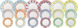 Tognana Vietri, 18-teiliges Geschirrset f&uuml;r 6 Personen, Porzellan, Multicolor