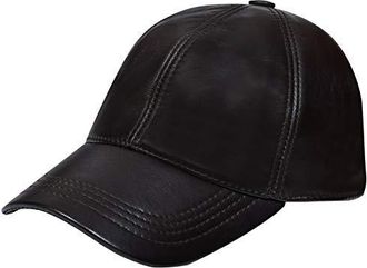 Infinity Leather Casquette de Baseball Marron Unie en Cuir V&eacute;ritable Nappa pour Homme et Femme