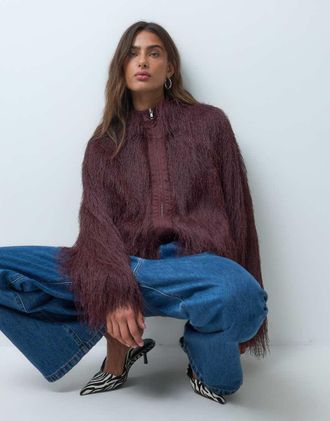 Asos bomber duveteux bordeaux-Rouge
