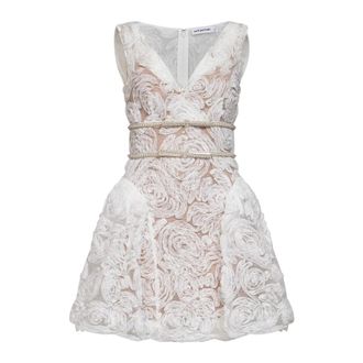 Self Portrait Kleid mit Muschelspitzen-Saum und tief angesetzter Taille - - Dresses - Damen - Wei&szlig; - M