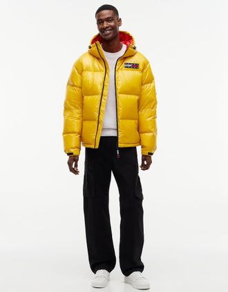 Tommy Jeans doudoune &agrave; capuche brillante alaska en jaune countryside