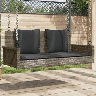 vidaXL Balancelle avec coussins gris 119x56x48 cm r&eacute;sine tress&eacute;e Vidaxl