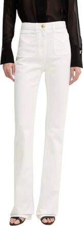 Elisabetta Franchi Femme, Pantalons, Blanc, Taille: W28 Wide Pantalons