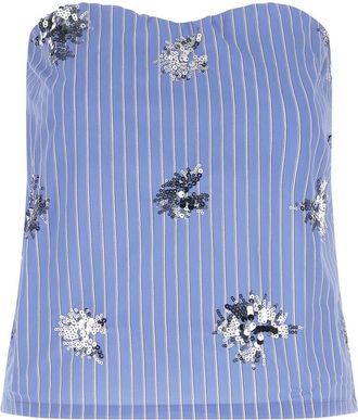 Le Twins LE Twins, Femme, Tops, Bleu, Taille: 38 FR Aura Striped Cotton Poplin Top